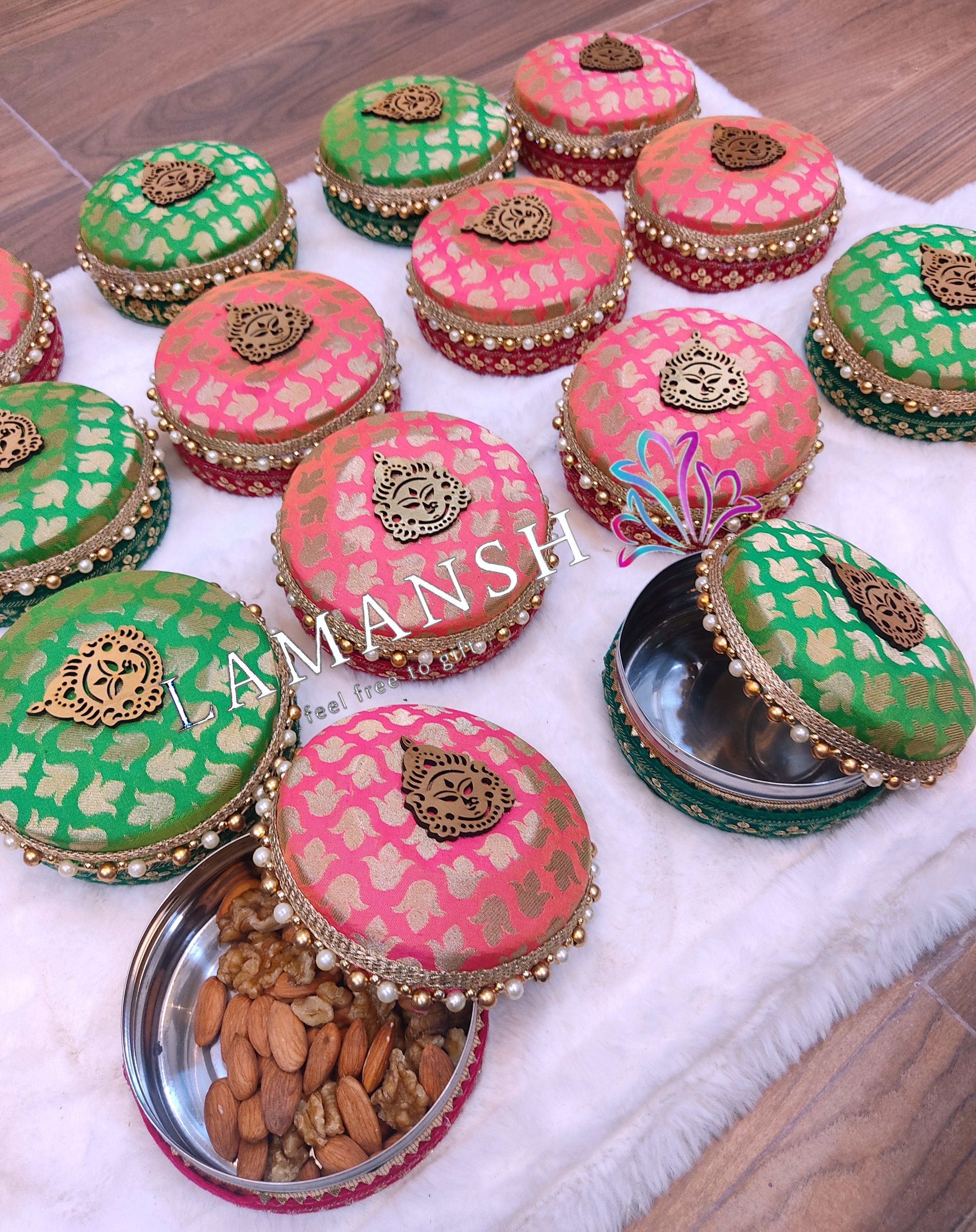 LAMANSH® (5 inch) Stainless Steel Designer Ladoo Box for Return Giftin ...