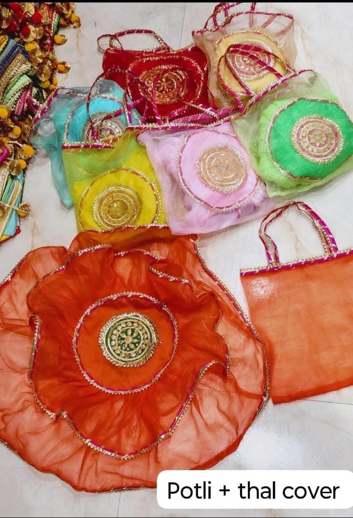 Thal Cover with potli , Thalposh for Pooja Favor, Indian Wedding Gifts ...