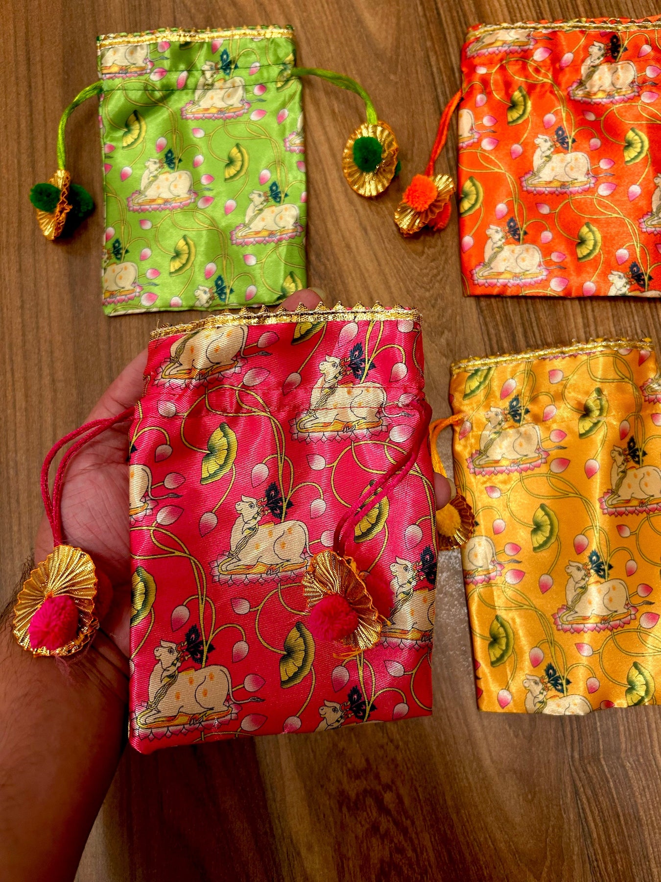 LAMANSH 5*7 inch Pichwai Potli bags for Return Gifts packing Giveaways ...