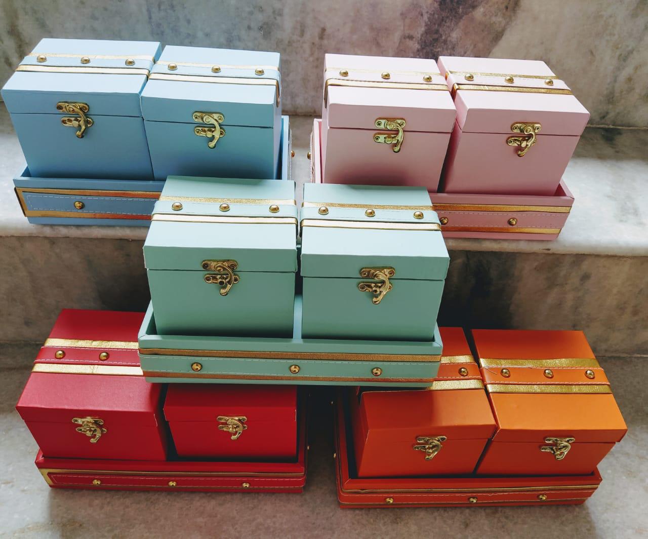 Set of 1 Tray & 2 Mini Trunk boxes for Return Gifts 🎁 in Wedding,Festi ...