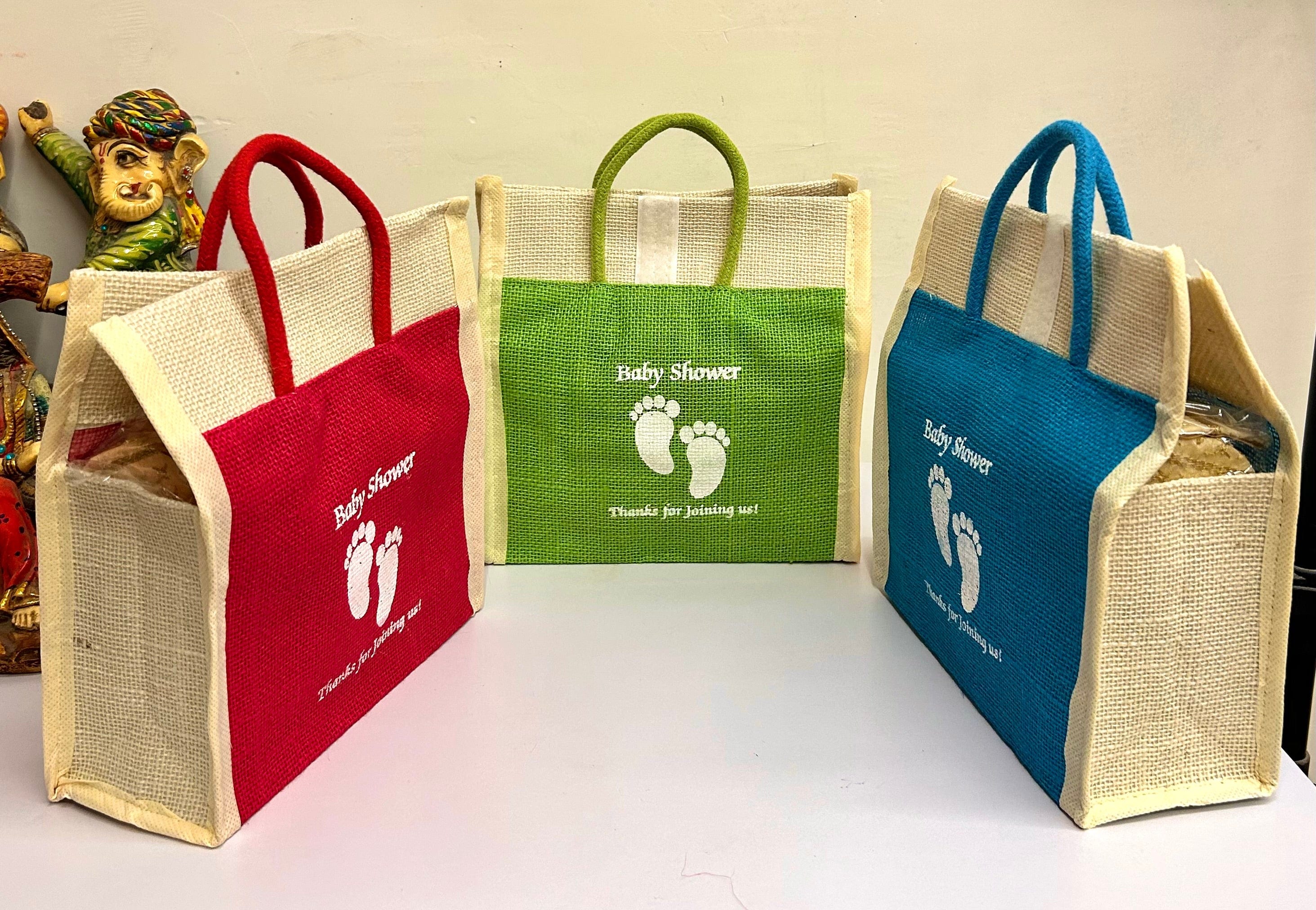 Baby shower 👩‍🍼 return gift print jute bags (10*9*4 inch) – Lamansh