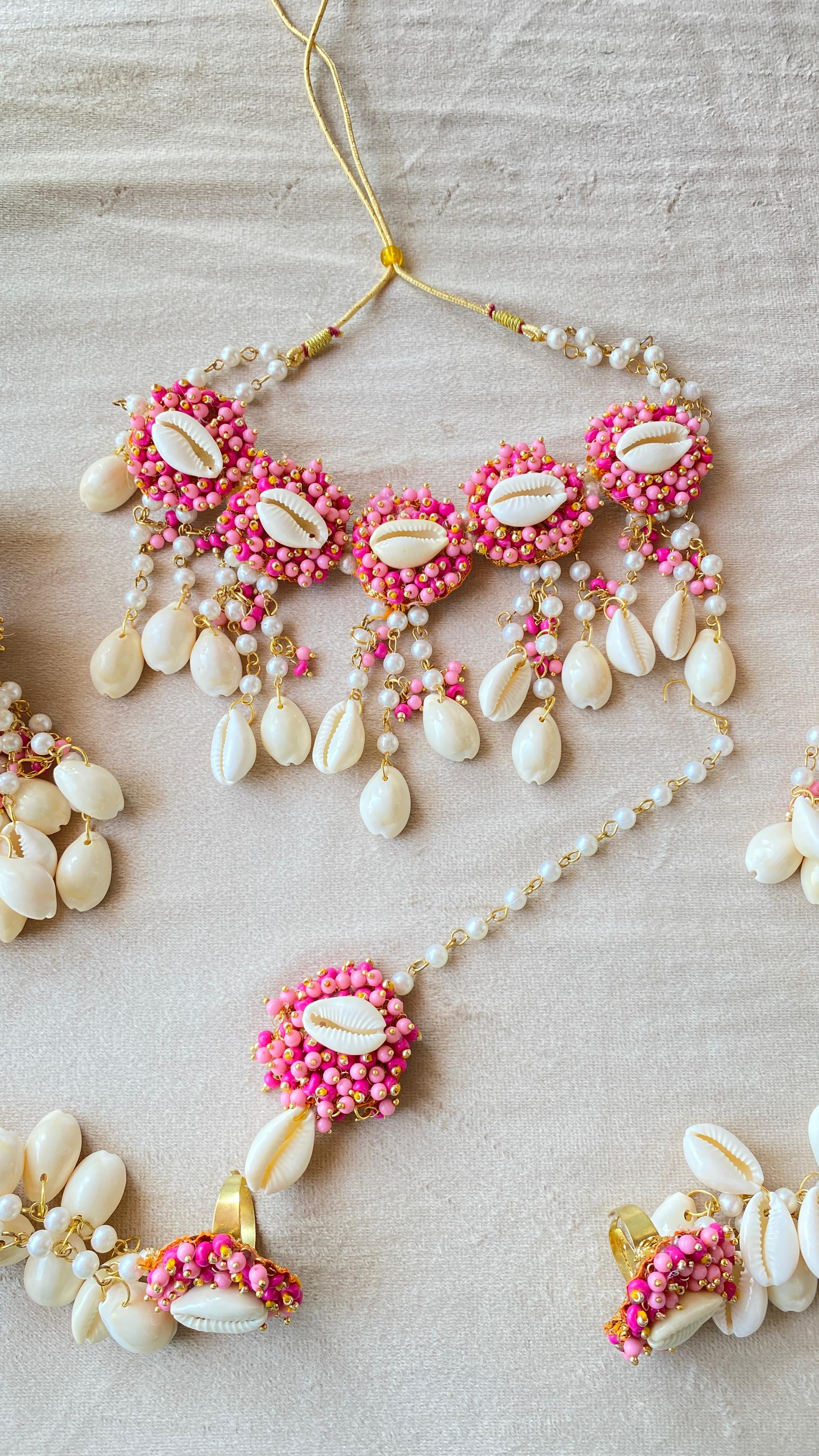 Trending bridal artificial shells jewellery set for haldi mehendi ce ...