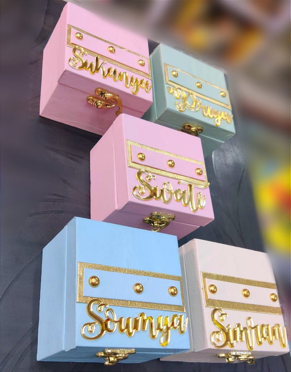 LAMANSH® ( 4*4 inch ) Customized Leather mini trunk boxes for gifting ...