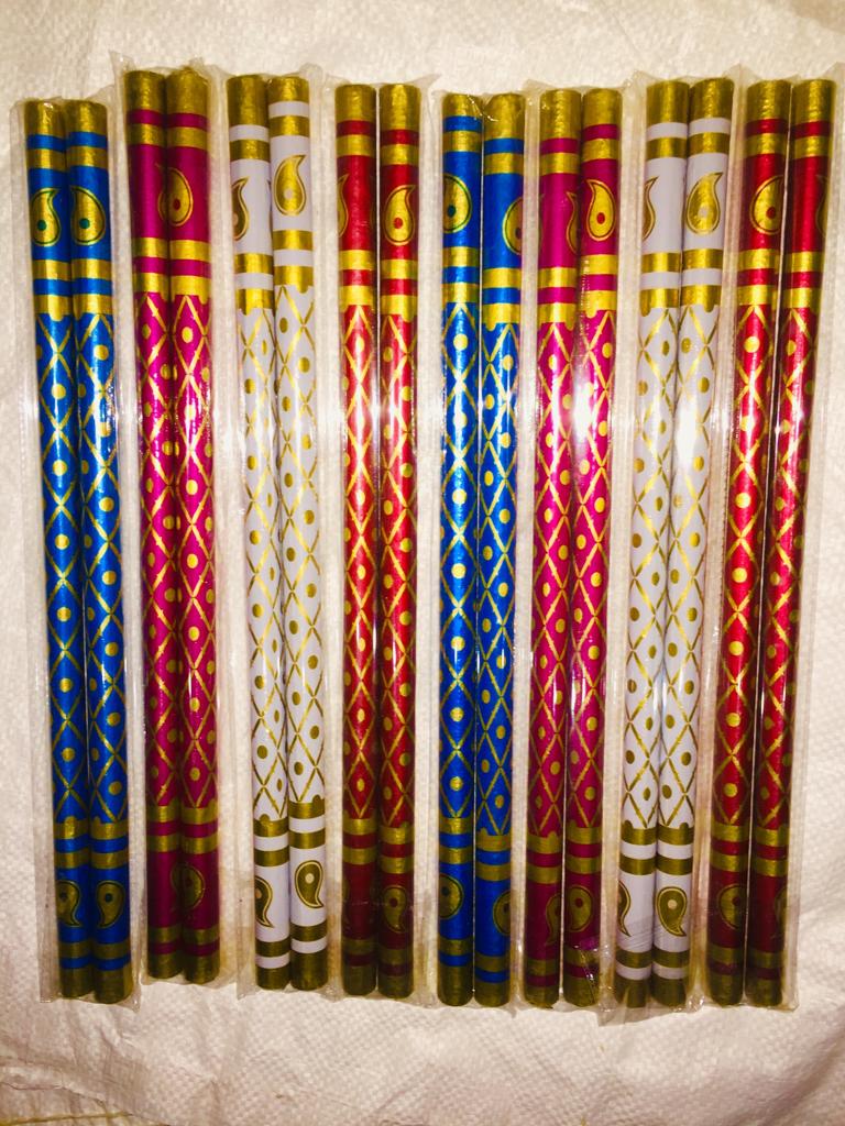 Avanti Creation Multicolor Bandhni Wooden Dandiya Sticks For Dance ...