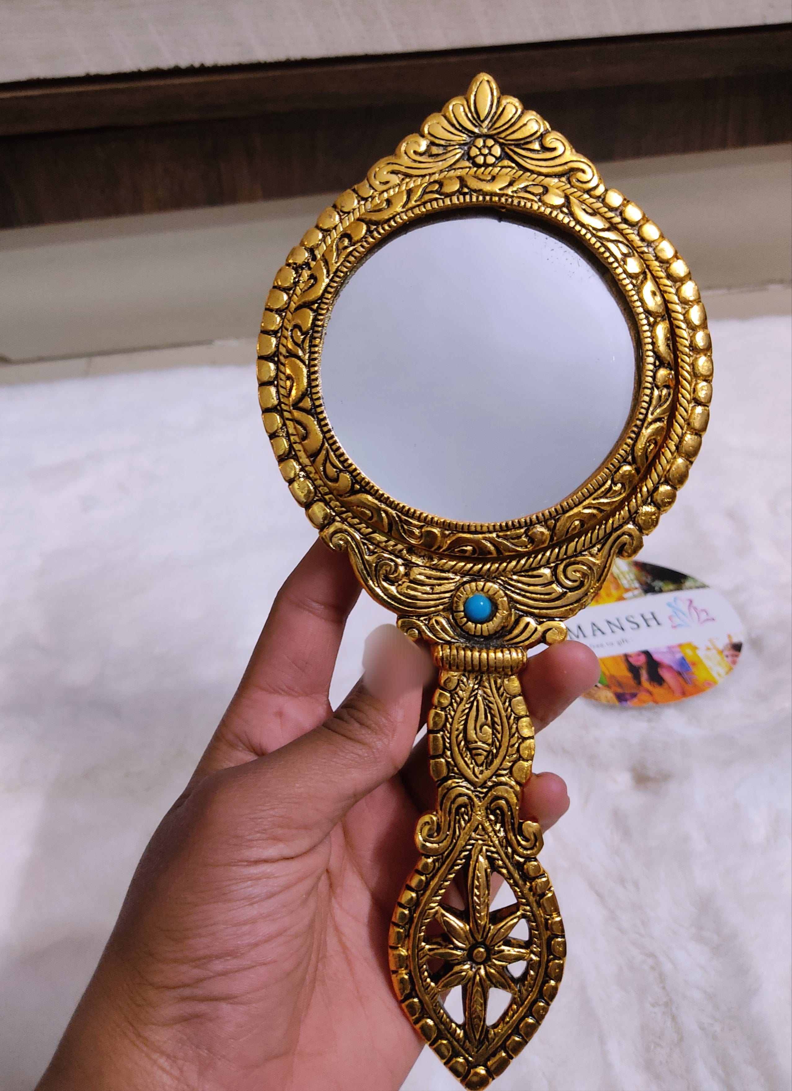 LAMANSH® Metal Gold Plated Hand Mirror for Return Gifts & Favors 🎁 ...