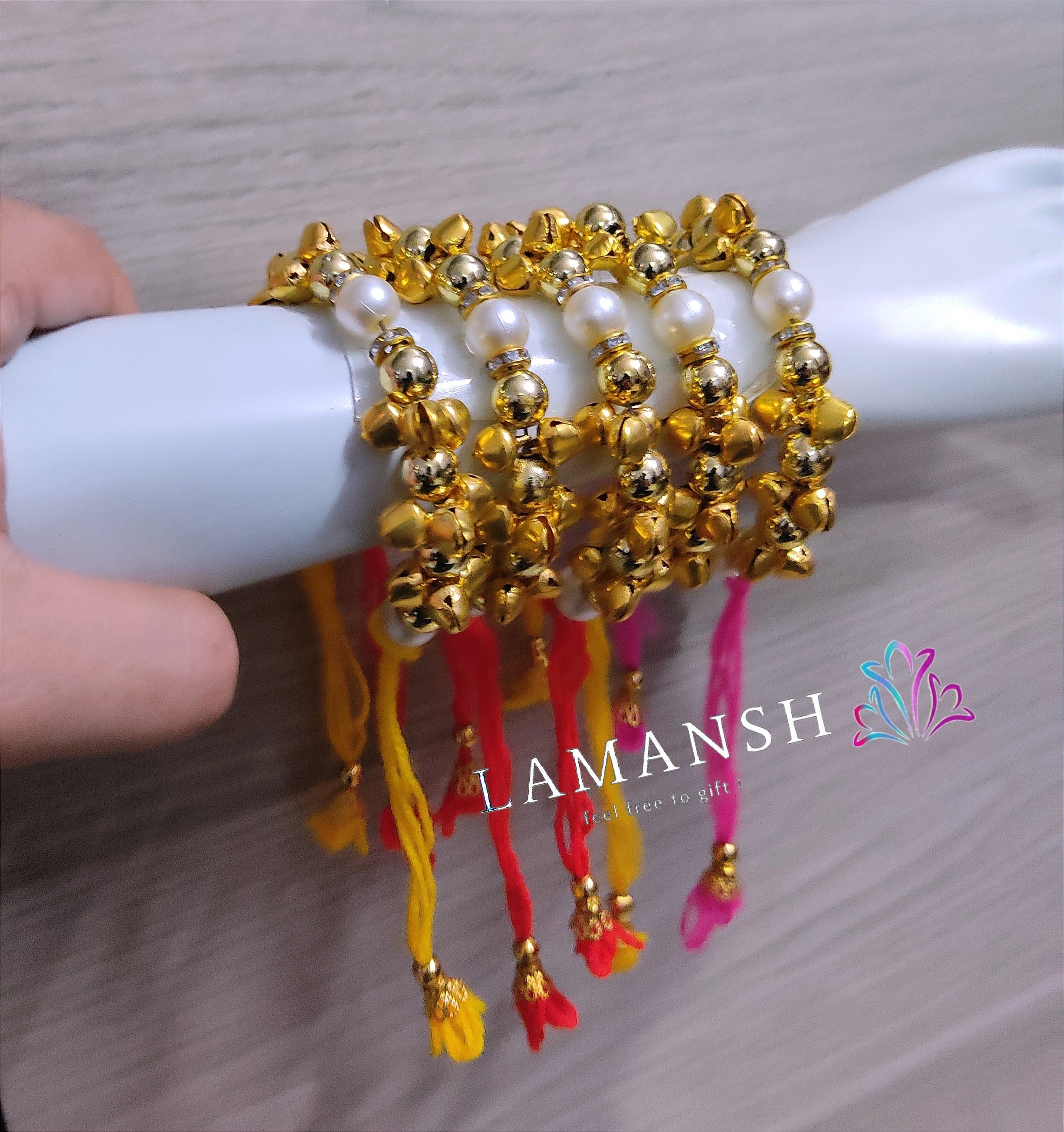 LAMANSH® Set of 50 (Free size) Ghungroo Gota Bracelets Kade Bangles Ha ...