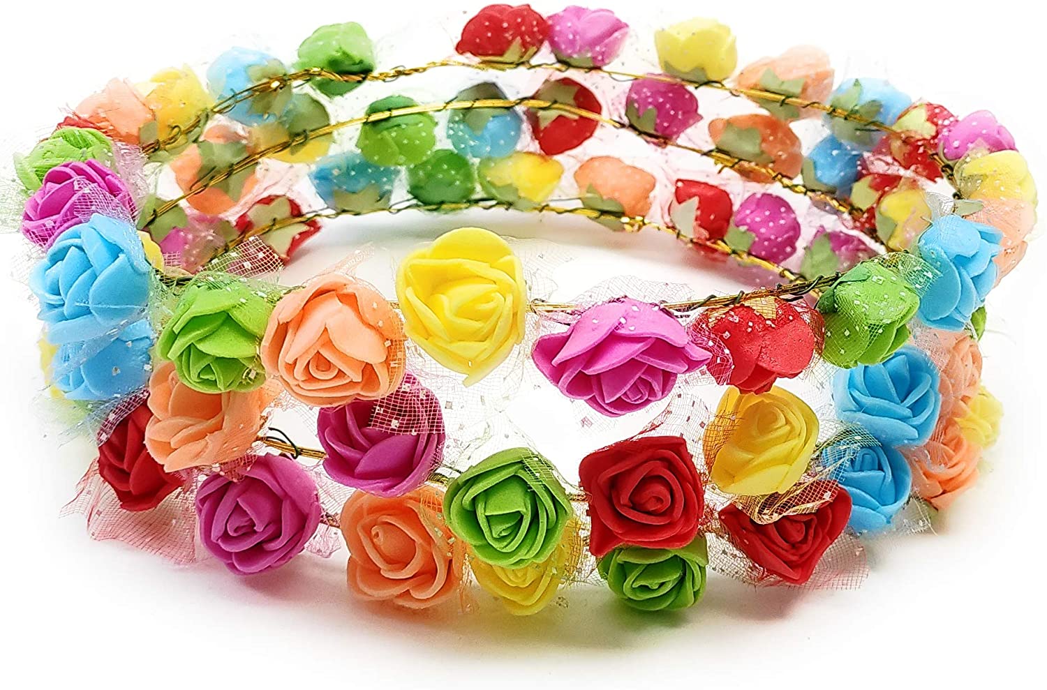 LAMANSH® Multicolor Floral Tiara Crown Set for Giveaways /Haldi & Mehe ...