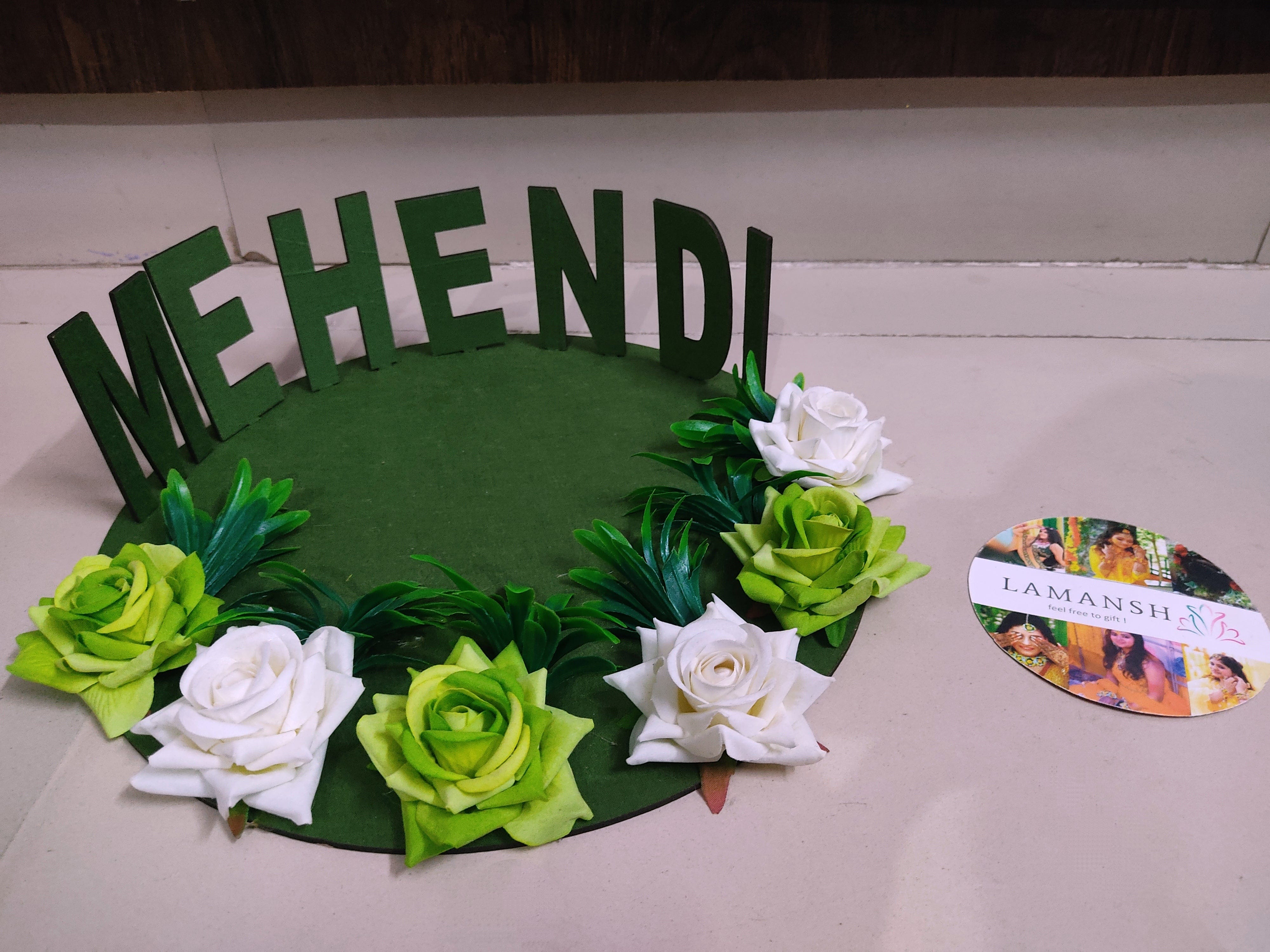 LAMANSH Latest Mehendi Tray set for Wedding Ceremony / Decorated Flora ...