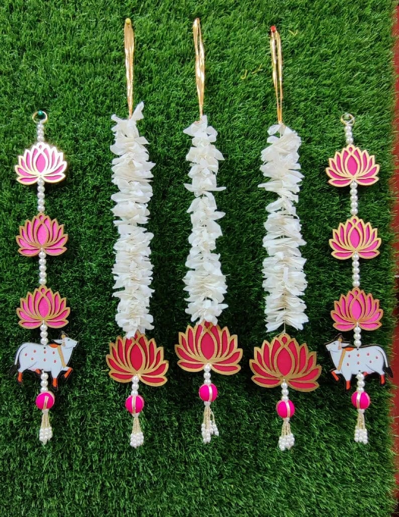 LAMANSH® Combo of 5 Decorative Lotus Cow 🐮 Strings Hangings / Artifici ...