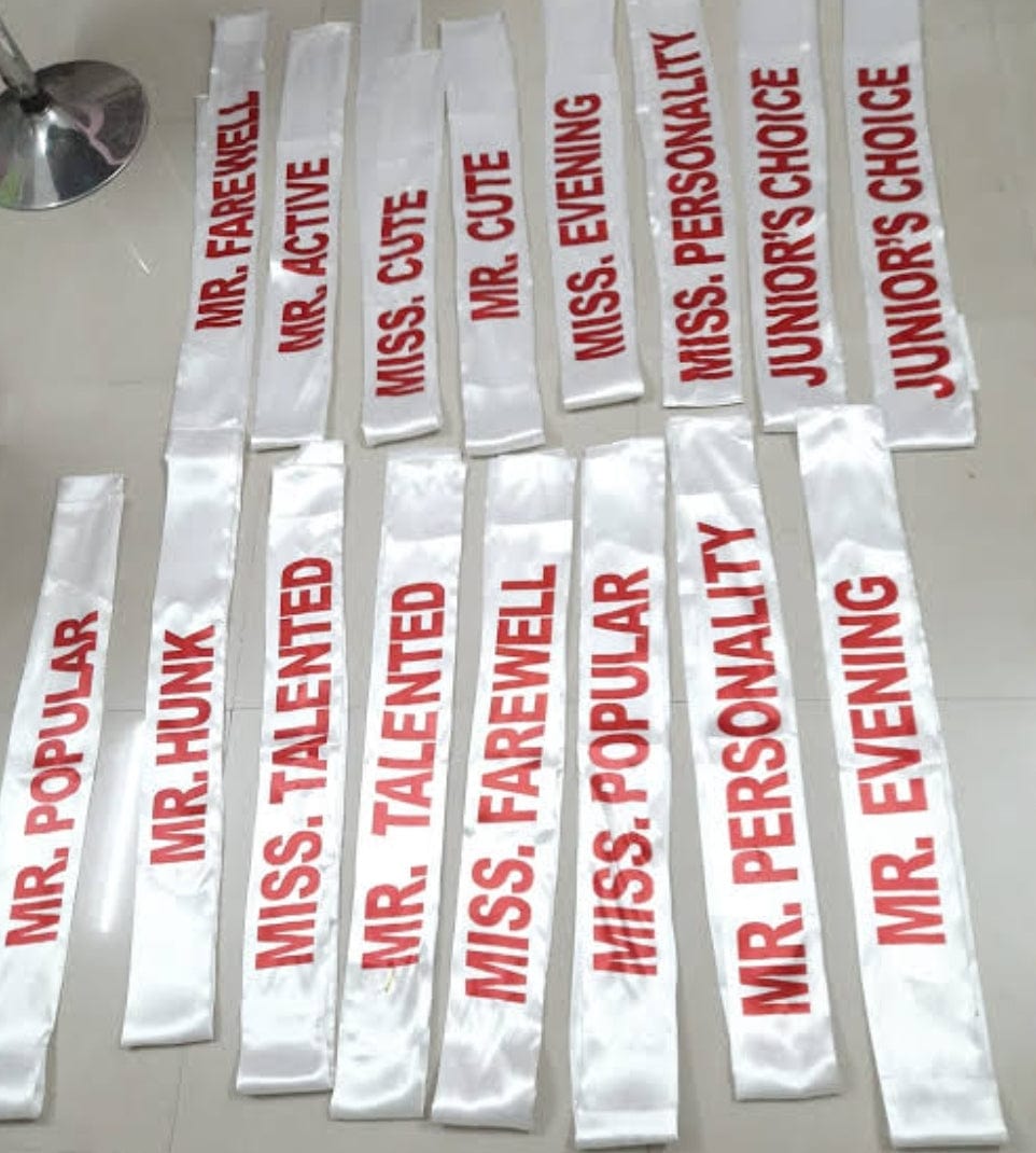 Pack of 16 Mr & Mrs. Satin Stole Sashes | White Satin Sash with Red Te ...