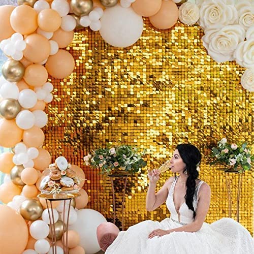 gold sequin panels