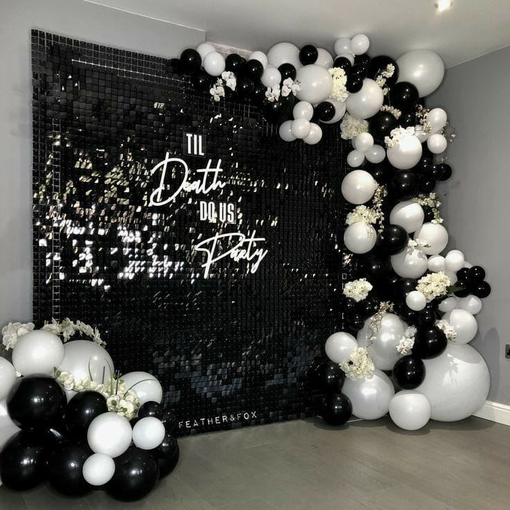black sequin wall panels